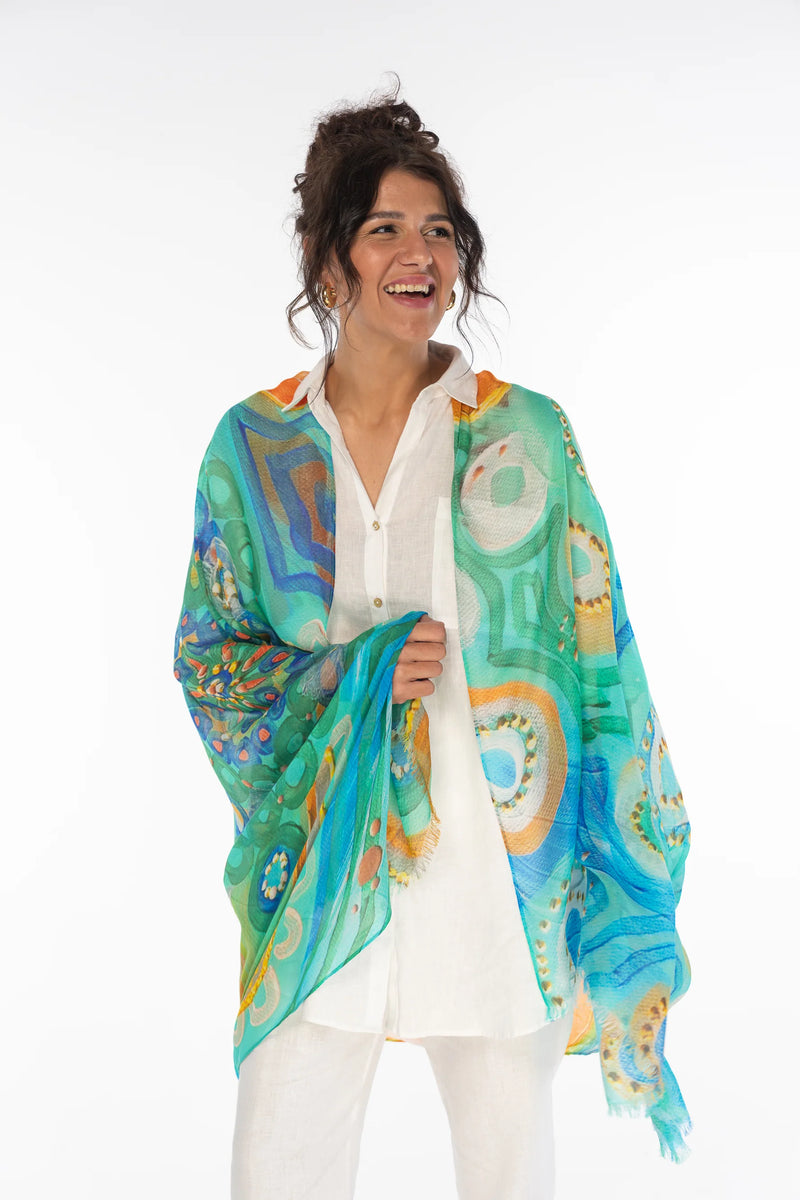 Aboriginal Hooked Rectangle Scarf – Kinya Lerrk